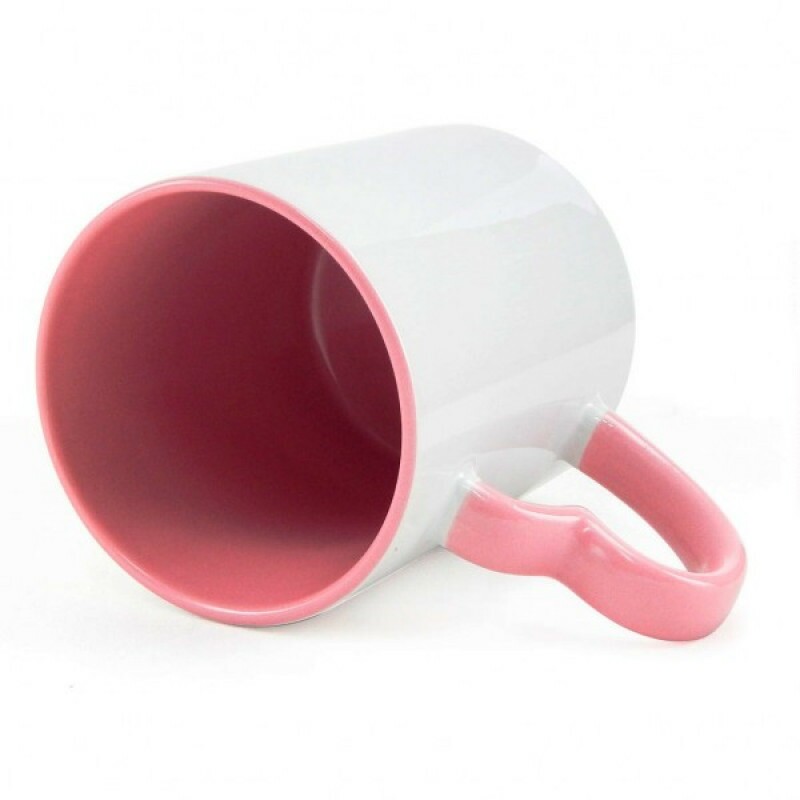 Caneca Colorida Rosa para Sublimação Alça Coração