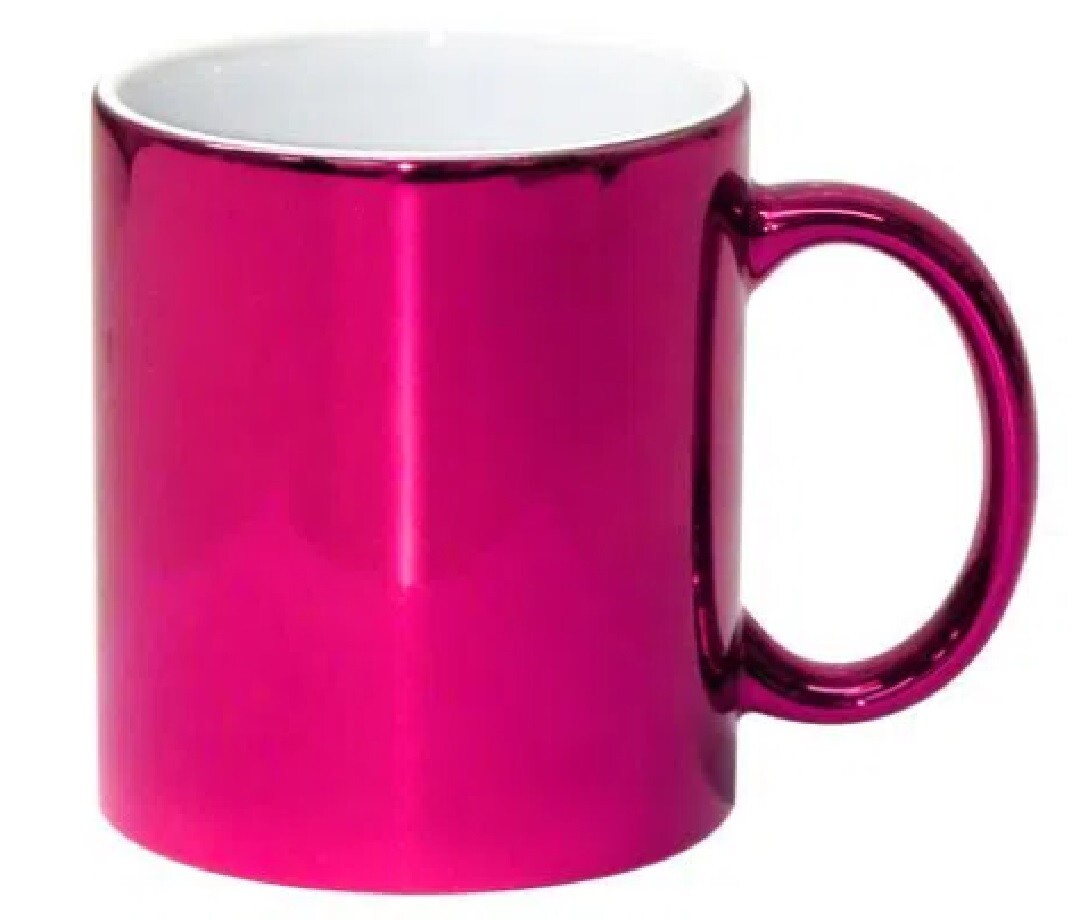 CANECA CROMADA ROSA PINK PARA SUBLIMAÇÃO